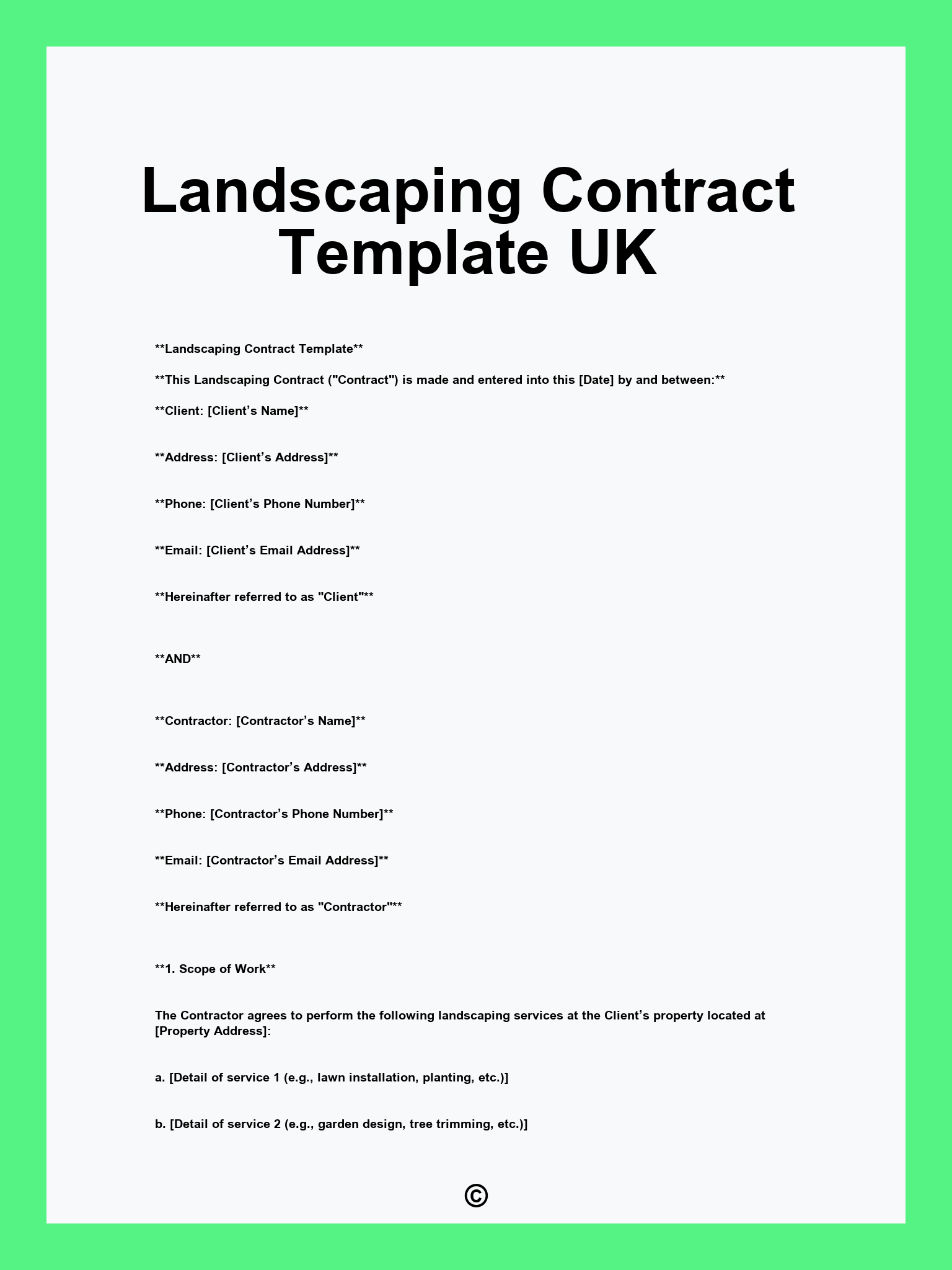 Landscaping Contract Template UK