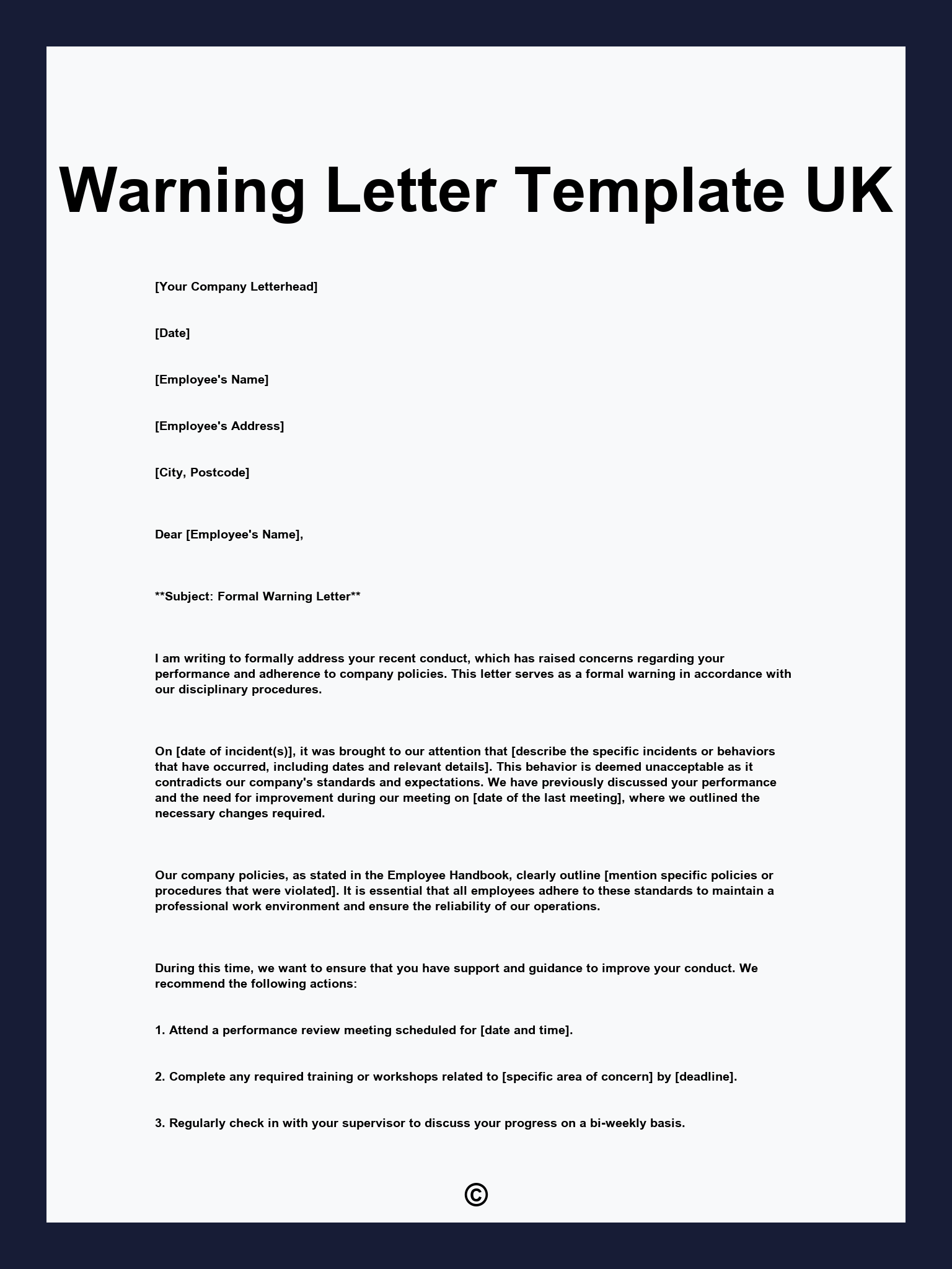 Warning Letter Template UK Warning Letter Template UK
